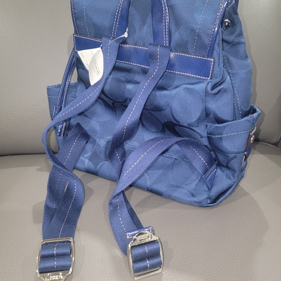 Coach | Bags | Coach Navy Blue Kyra Nyln Sig Backpack | Poshmark